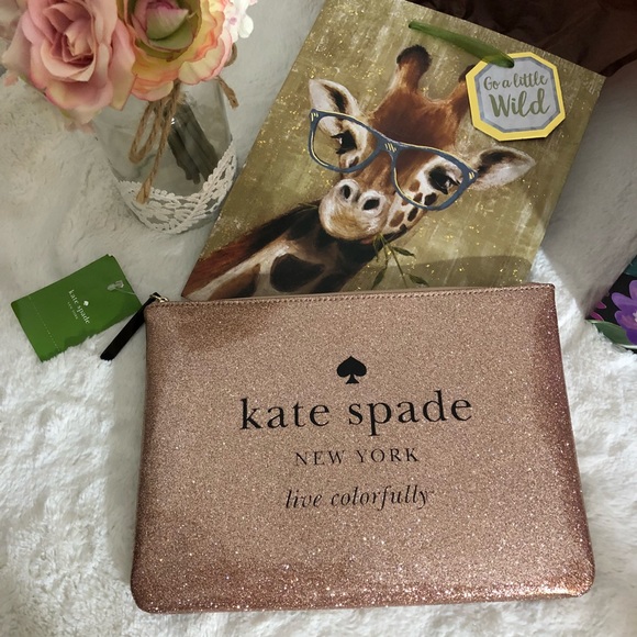 kate spade | Bags | Kate Spade Rose Gold Glitter Pouch | Poshmark